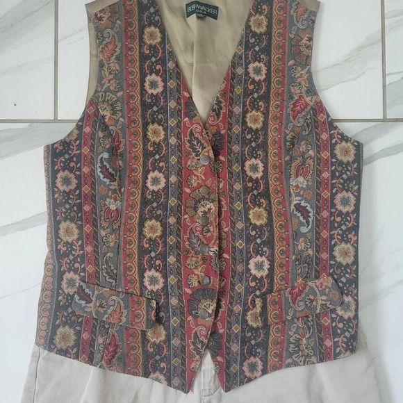 Tops | Vintage Retro 9s Quilted Style Cottage Core Button Up Vest ...